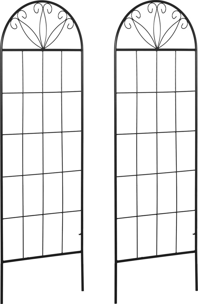 Sada 2 kovových zahradních treláží Outsunny pro popínavé rostliny - 51 x 152 cm černé | Aosom