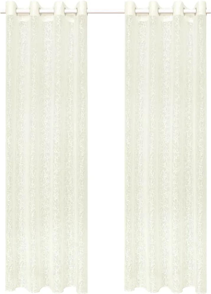 Pletené průsvitné závěsy - 2 ks - smetanové větvičky | 140x225 cm | BIANO