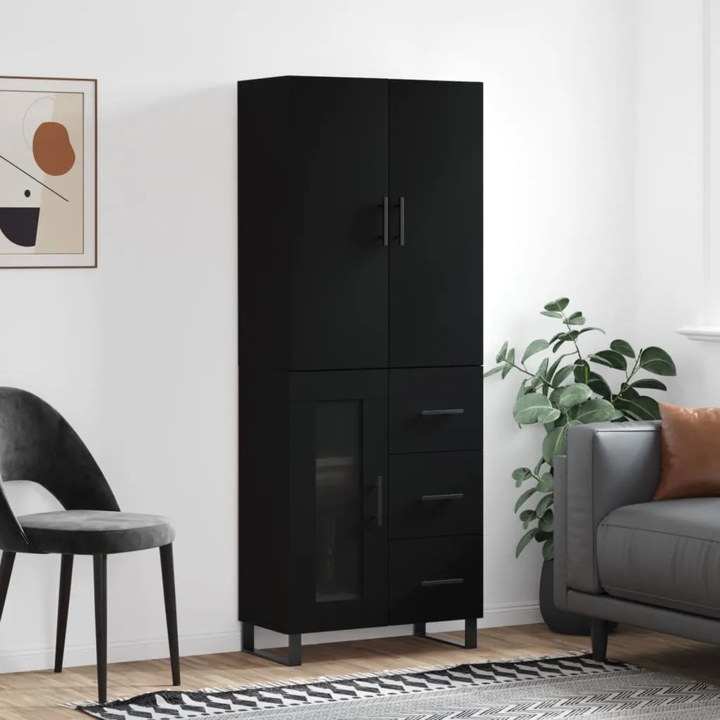 Skříň highboard černá 69,5 x 34 x 180 cm kompozitní dřevo