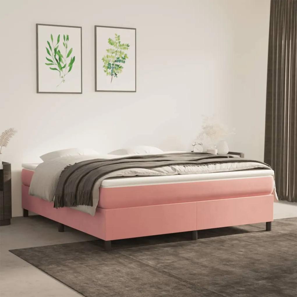 Box spring postel s matrací růžová 180x200 cm samet,  3144698