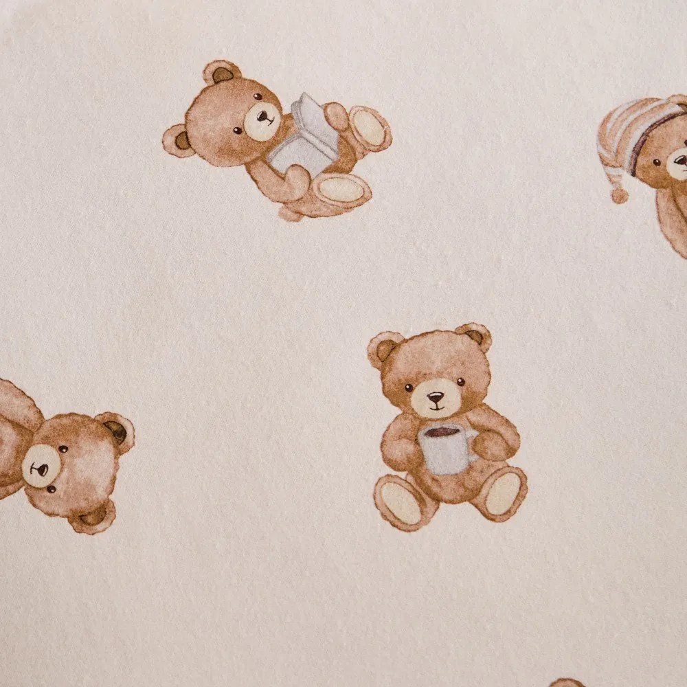 Krémové napínací flanelové dětské prostěradlo na jednolůžko 70x140 cm Brushed Teddy Bear – Catherine Lansfield