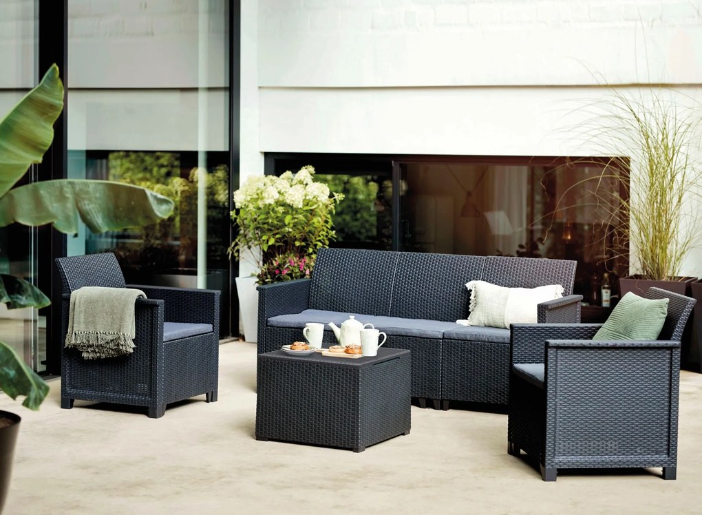 KETER ELODIE 3 SEATER Set zahradní s úložným stolem, grafit/šedá 17212057