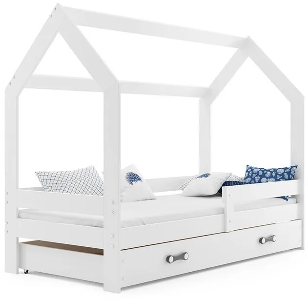 Dětská postel Domek 80x160 cm, bílá + rošt a matrace ZDARMA