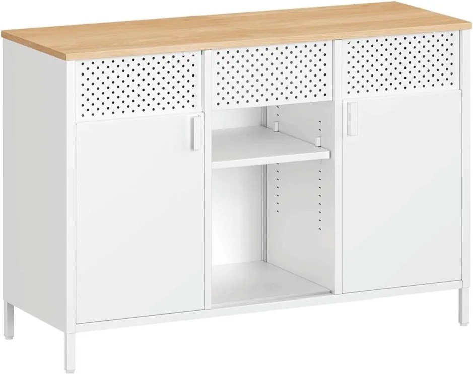 Komoda AUK-E1420 WT, kov, bílá (110 x 40) cm