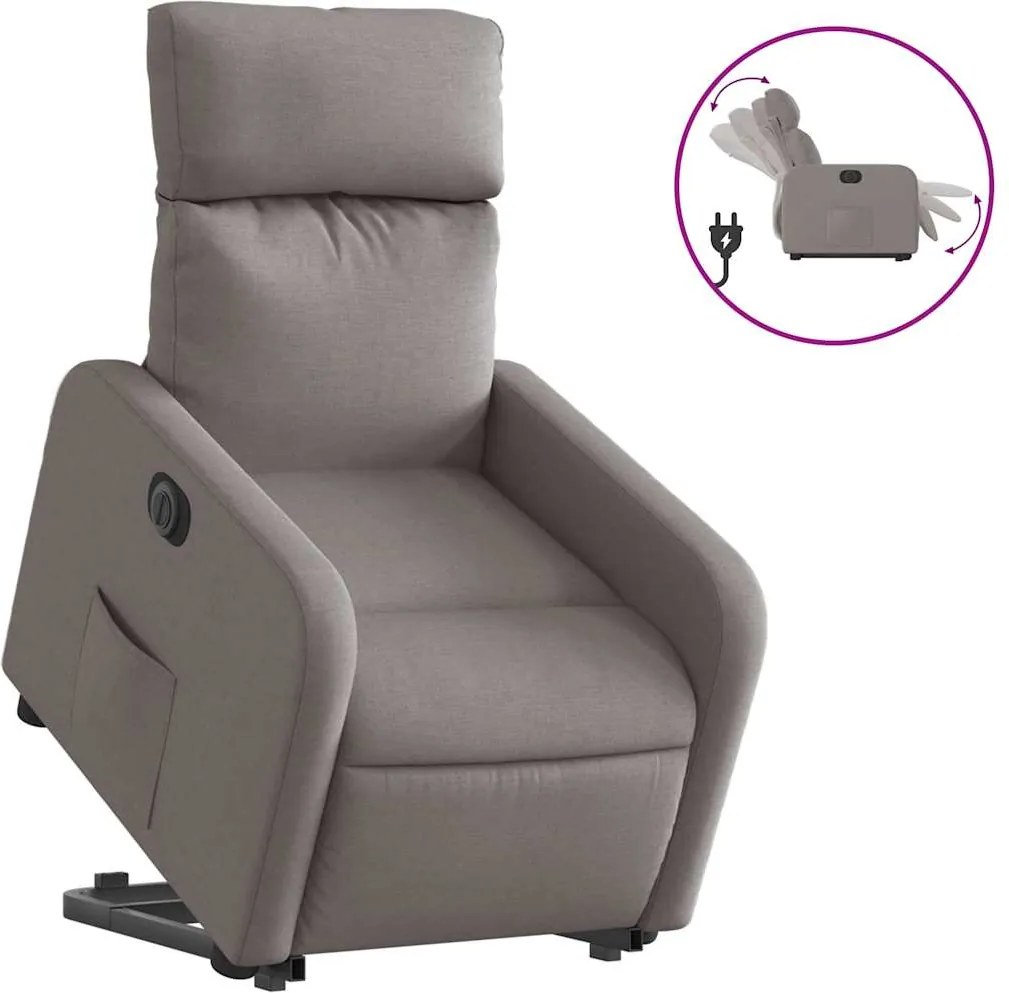 Elektrické zvedací polohovací křeslo taupe textil 3206724