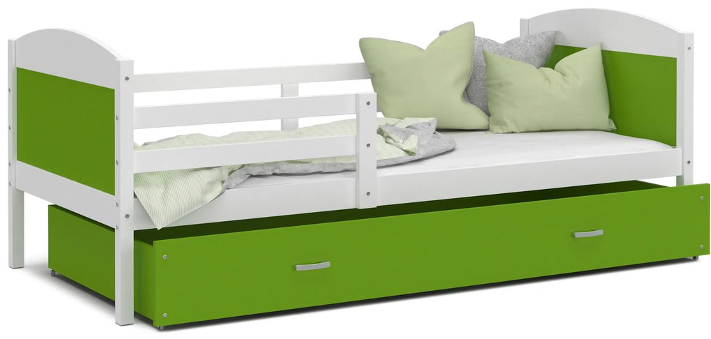 Svět pokojů Dětská postel Maty s úložným prostorem 190x80 cm rám ŠEDÝ/BÍLÝ Matrace: Ne, Barva konstrukce: šedá, Barva dílů: růžová