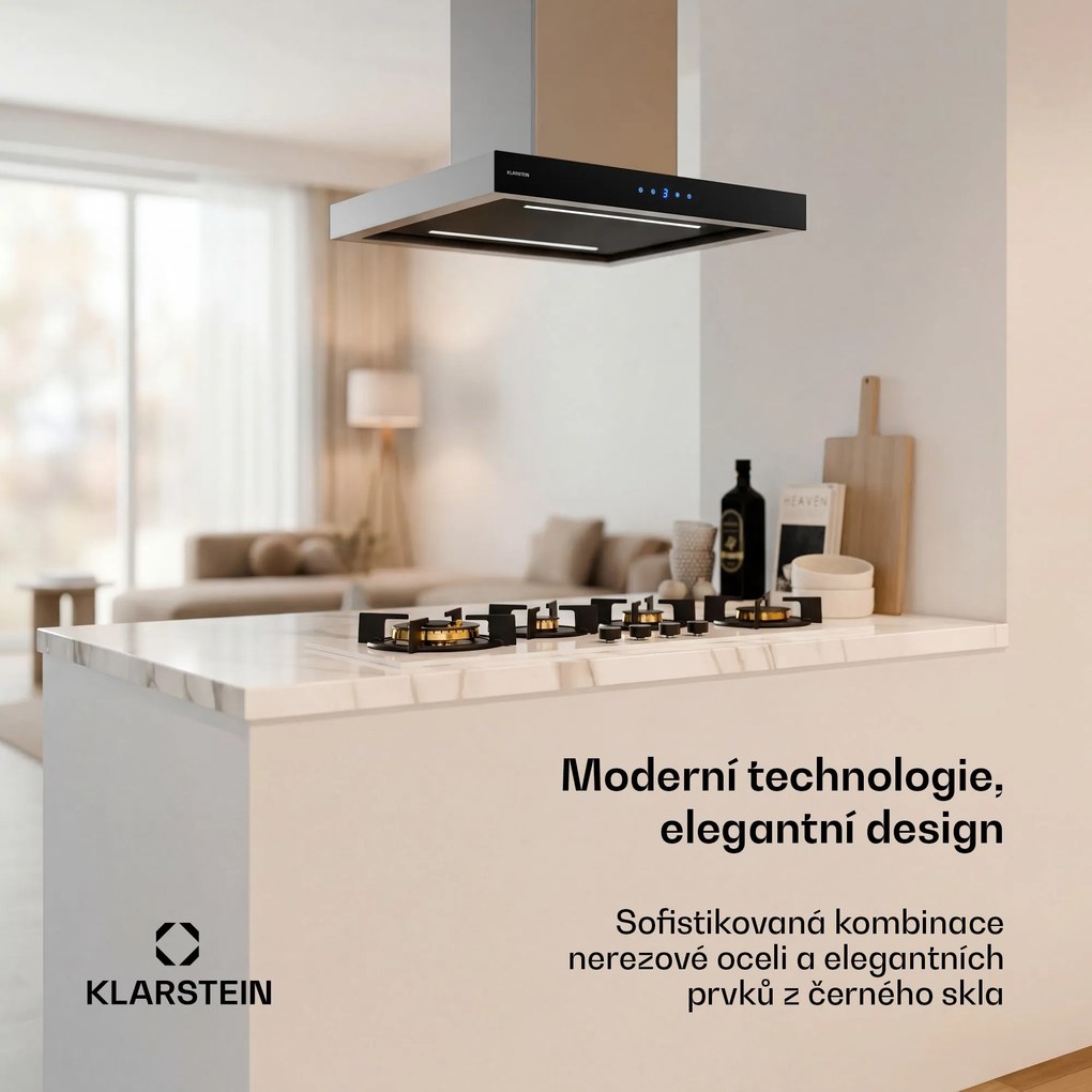 Klarstein Valeria ostrovní digestoř | odtah i recirkulace | elegantní nerezový design | 632 m³/h | 60 cm