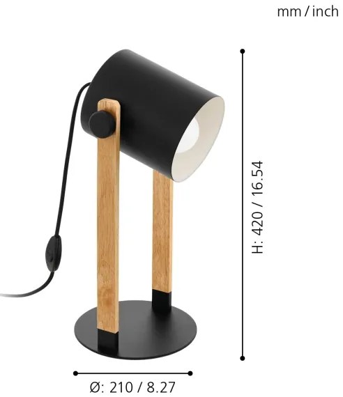 Eglo 43047 - Stolní lampa HORNWOOD 1xE27/28W/230V