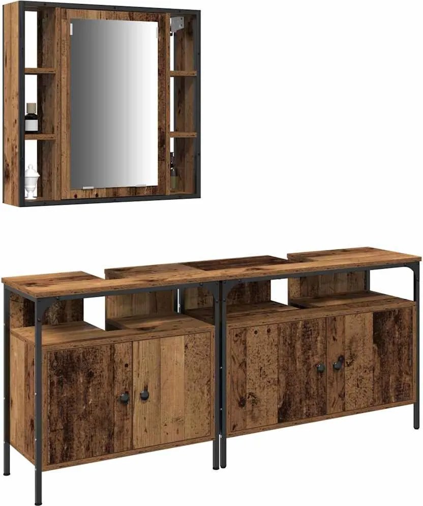 Koupelnové umyvadlové jednotky 3 ks Hnědá 80 x 30 x 60 cm 3332546