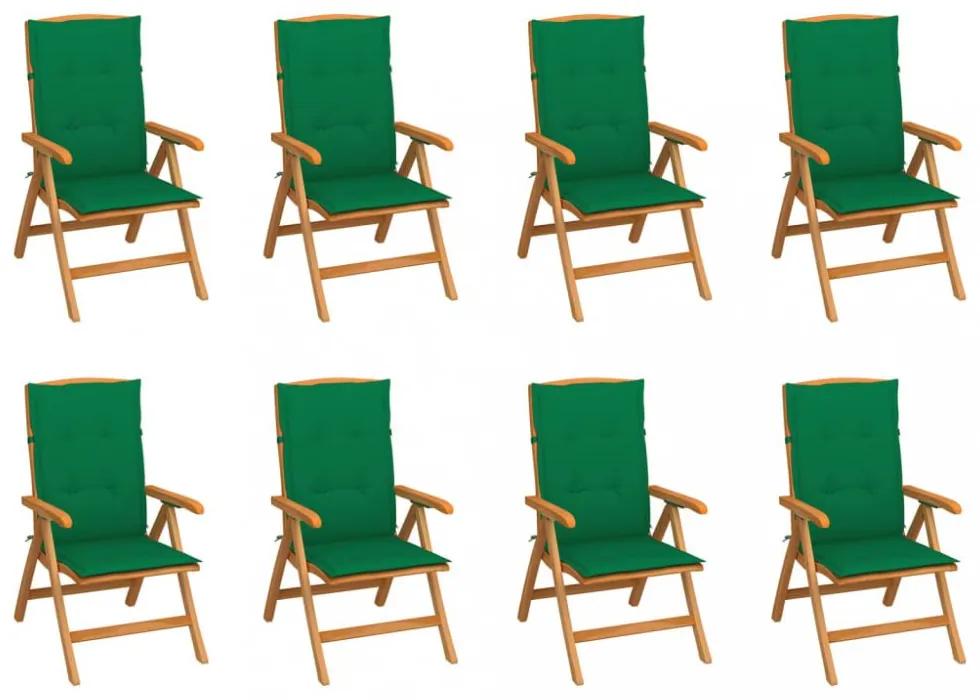 Skládací zahradní židle s poduškami 8 ks teak / látka Dekorhome Šedá kostka