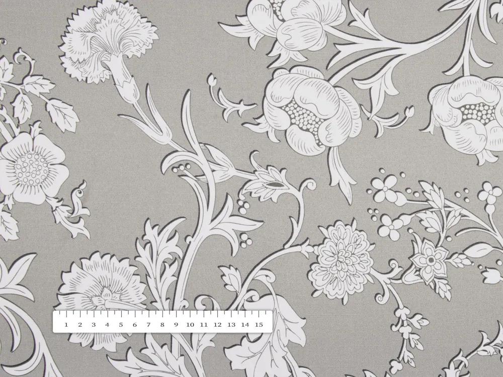 Biante Dekorační běhoun na stůl PM-021 Zámecké květy na šedobéžovém 45x180 cm