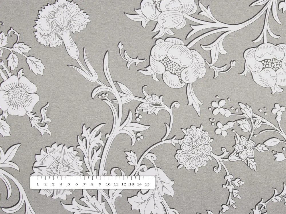 Biante Dekorační kulatý ubrus PM-021 Zámecké květy na šedobéžovém Ø 120 cm