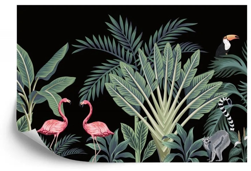 Fototapeta Exotická Zvířata Mezi Palmami Strukturální vinyl 270x180