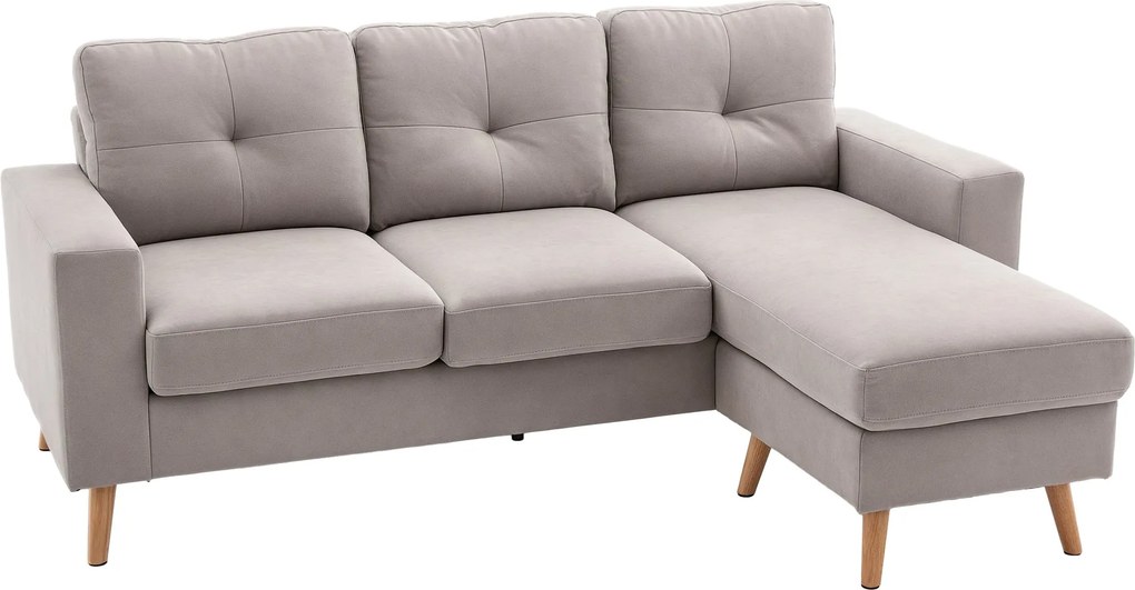 HOMCOM L-tvará látková pohovka, souprava pohovek v lněném vzhledu, rohová pohovka s chaise longue pro 3 osoby, rohová pohovka do obývacího pokoje, svě
