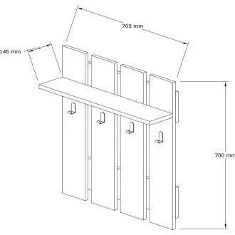 Nástěnný věšák MITA 70x70 cm antracit/hnědá