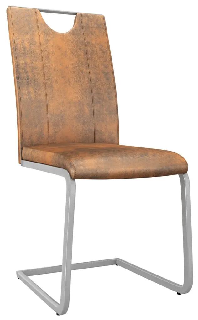 vidaXL Jídelní židle 4 ks semišově hnědé umělá kůže
