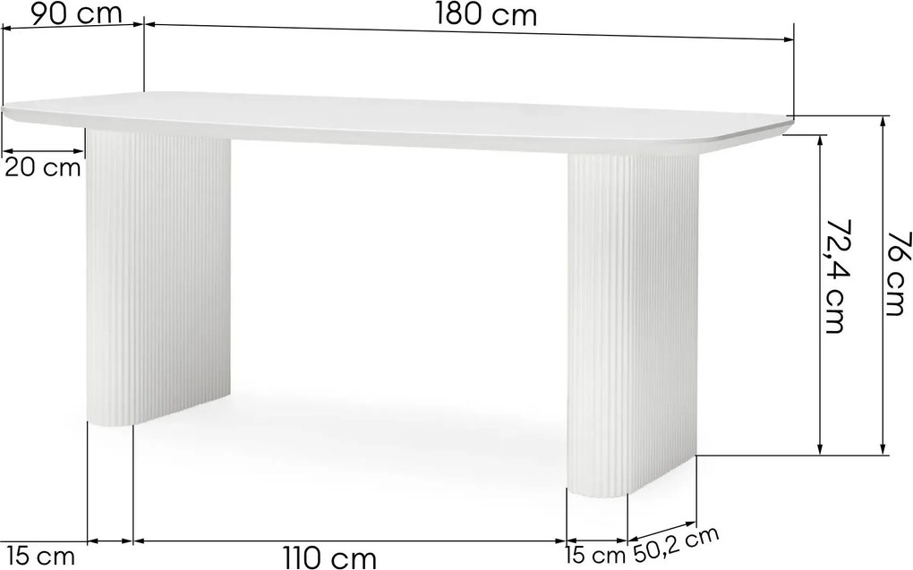 Jídelní stůl Mesilla 180 cm bílý