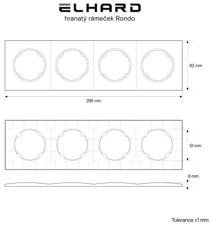 Elhard Hranatý čtyřrámeček Rondo, bílý RD3104W