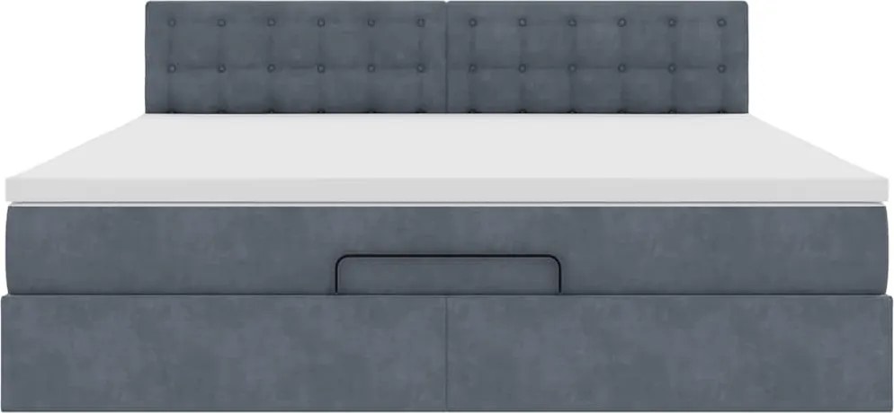 Osmanský rám postele s matrací tmavě šedá 180x200cm samet 3311934