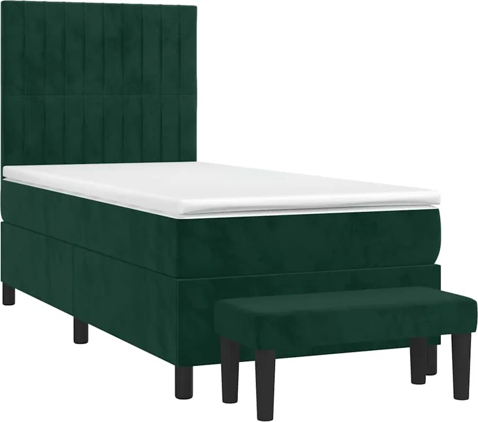 Box spring postel s matrací tmavě zelená 80 x 200 cm samet 3137932