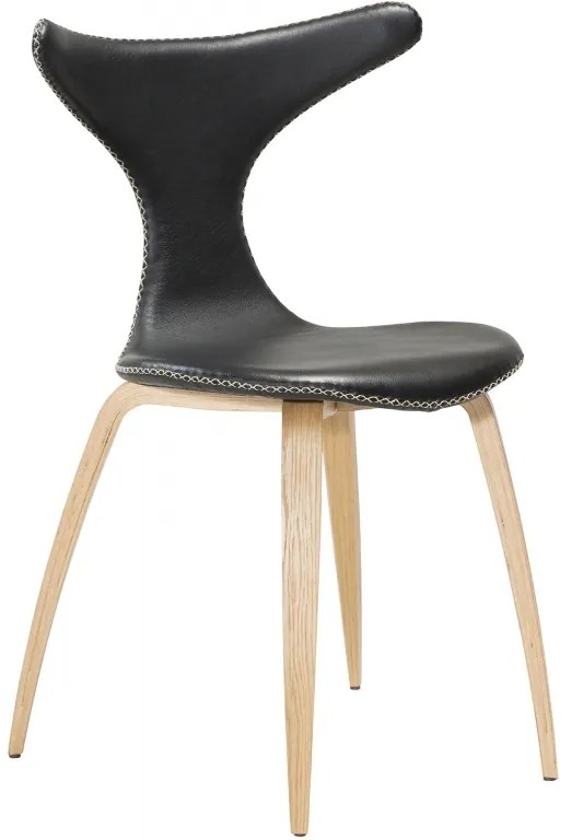 Židle DanForm Dolphin, černá, pravá kůže, podnož dub