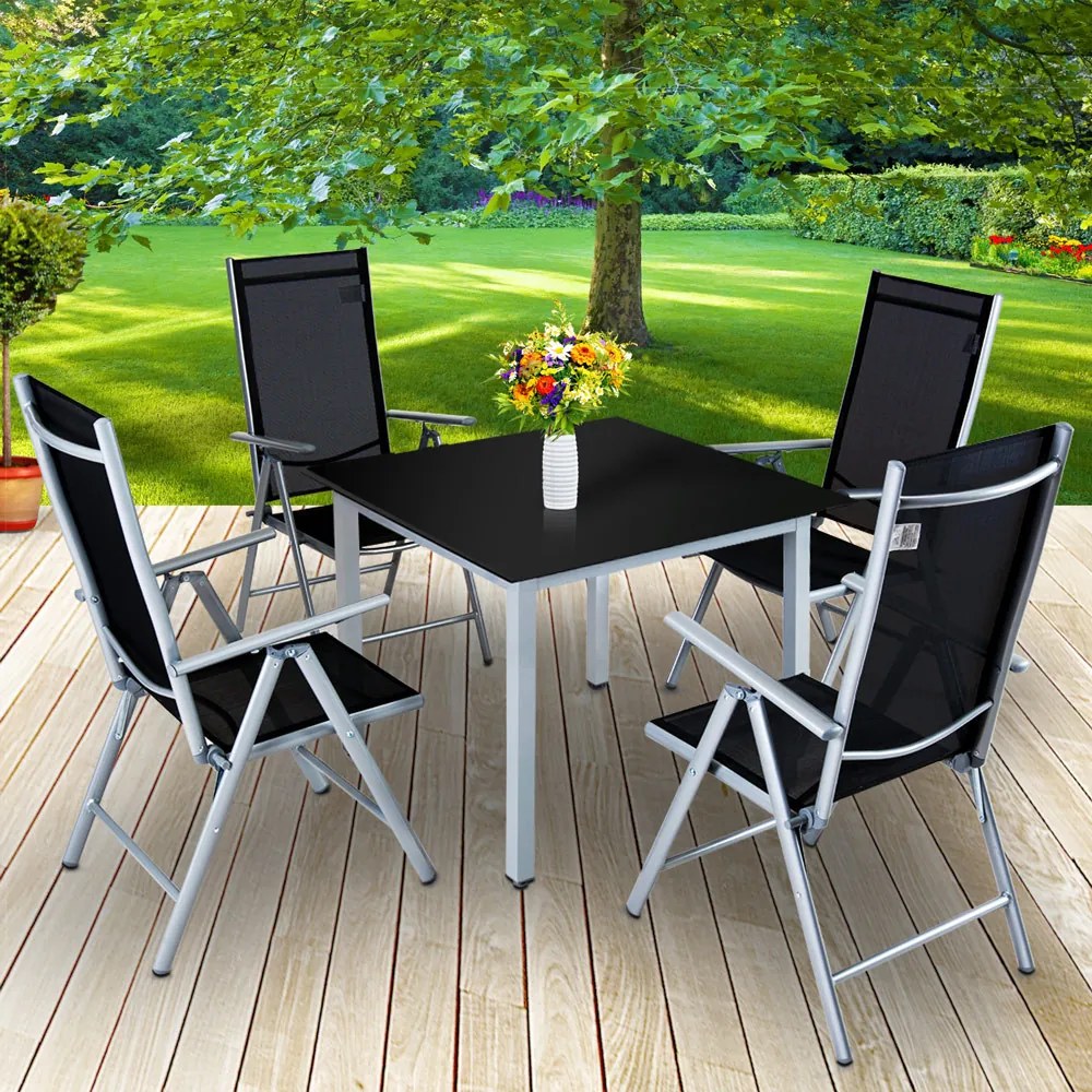 Goleto Zahradní hliníková sestava Bern | stůl + 4 židle