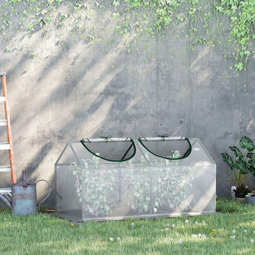 Fóliový skleník Outsunny s oknem, PE skleník, skleník na rajčata, chladicí rám, 120x60x60 cm, bílý