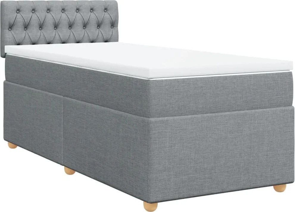 Box spring postel s matrací světle šedá 90x190 cm textil 3286542
