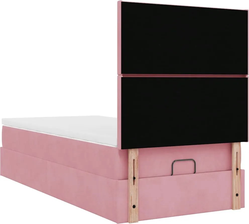 Osmanský rám postele s matracemi růžová 100x200cm samet 3313384