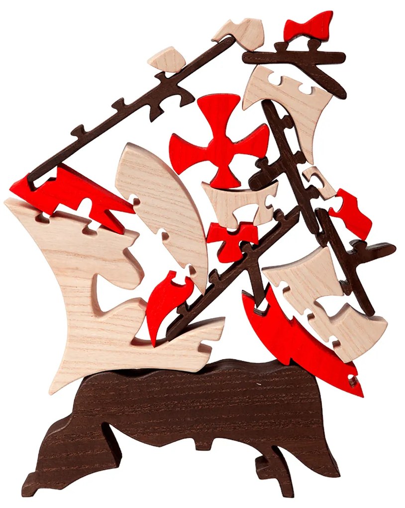 Fauna Dřevěné vkládací puzzle z masivu loď Santa Maria
