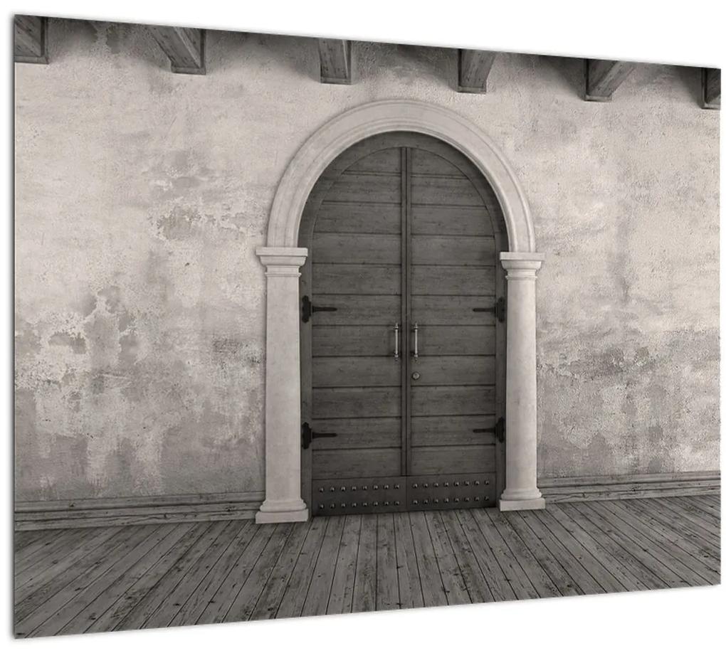 Skleněný obraz - Tajemné dveře (70x50 cm)