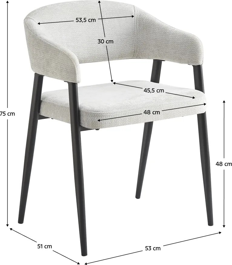 Designové jídelní křeslo, světle šedá/černá, NIZAR TYP 2