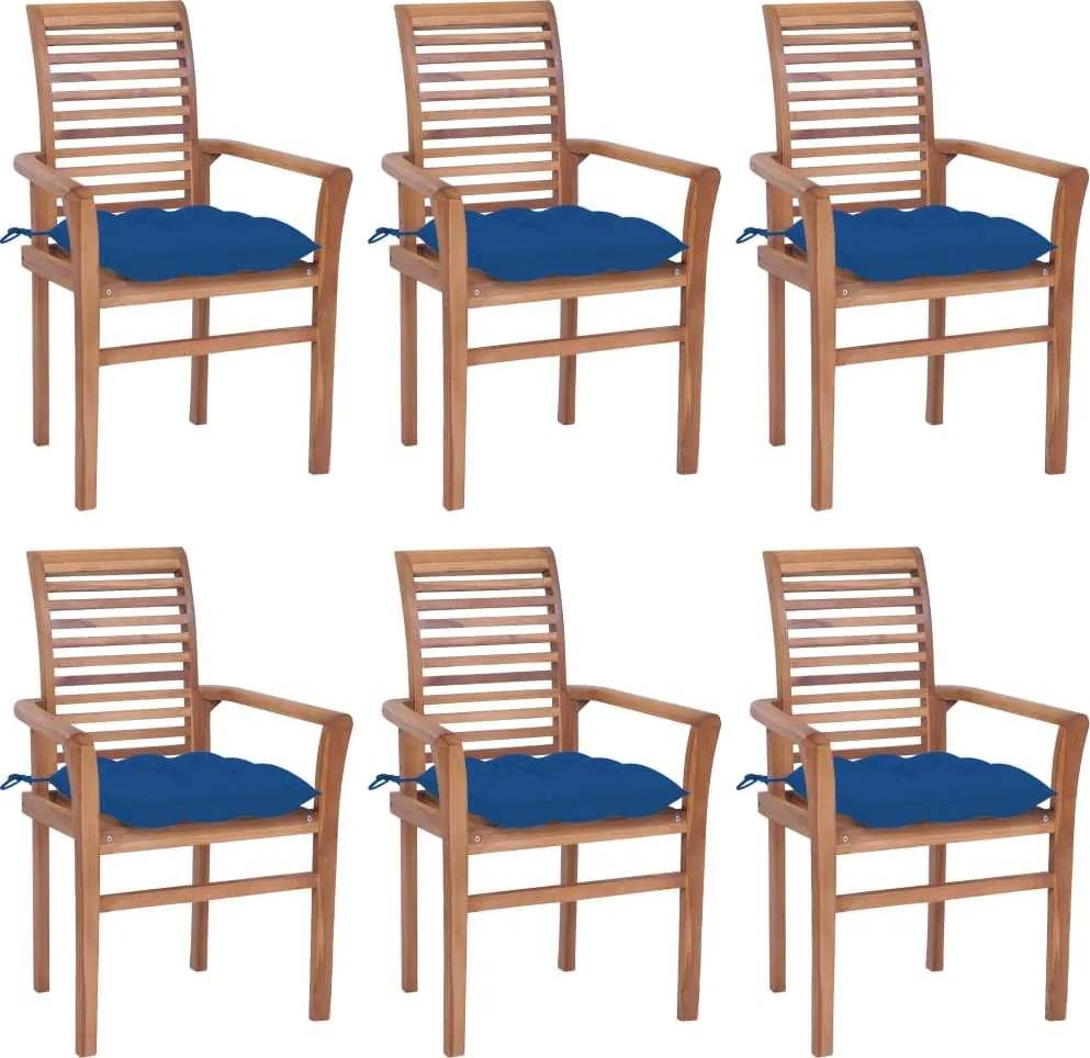 vidaXL Jídelní židle 6 ks s mi poduškami masivní teak [3072970] Barva: antracitová