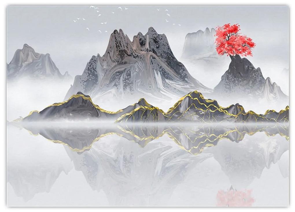 Obraz - Hory v mlze (70x50 cm)