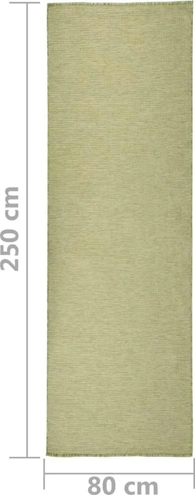 Venkovní hladce tkaný koberec 80 x 250 cm zelená 340807