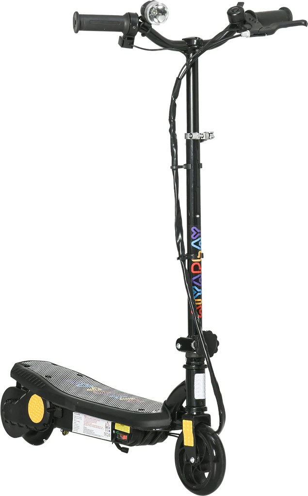 HOMCOM 120W Skládací elektrická koloběžka pro děti 7-14 let, max. rychlost 12 km/h, dojezd 10 km, černá