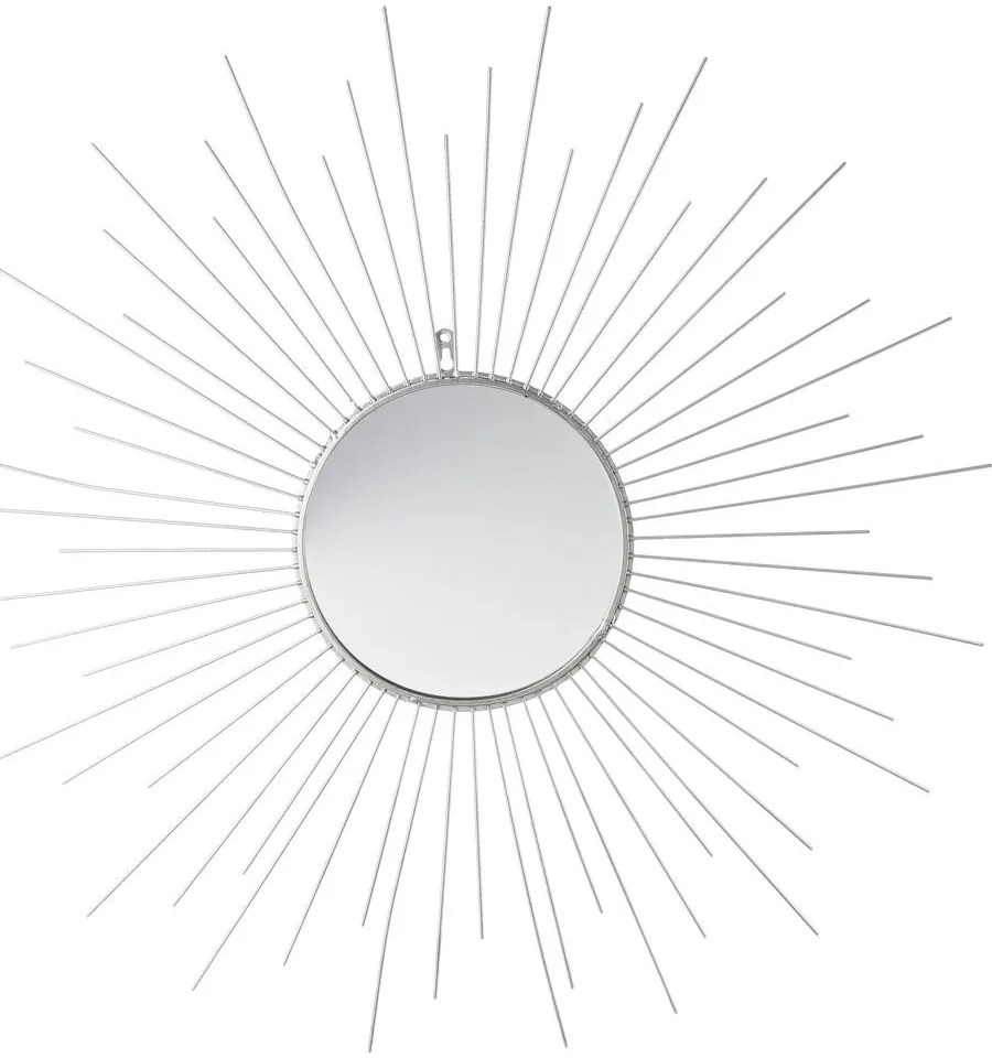 Kulaté zrcadlo slunce v kovovém rámu, moderní závěsné zrcadlo zlaté barvy