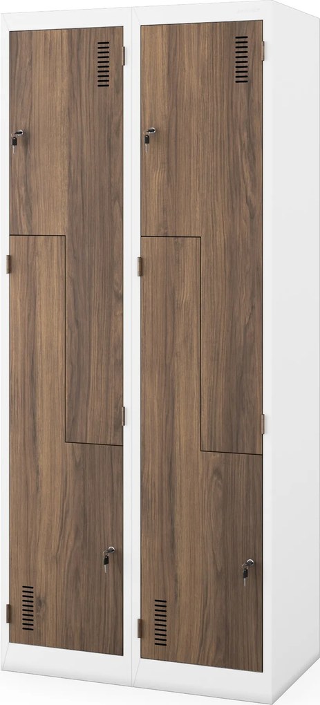Šatní skříň typu L bílá / ořech: Eco Design JULIA, 800 x 1850 x 450 mm