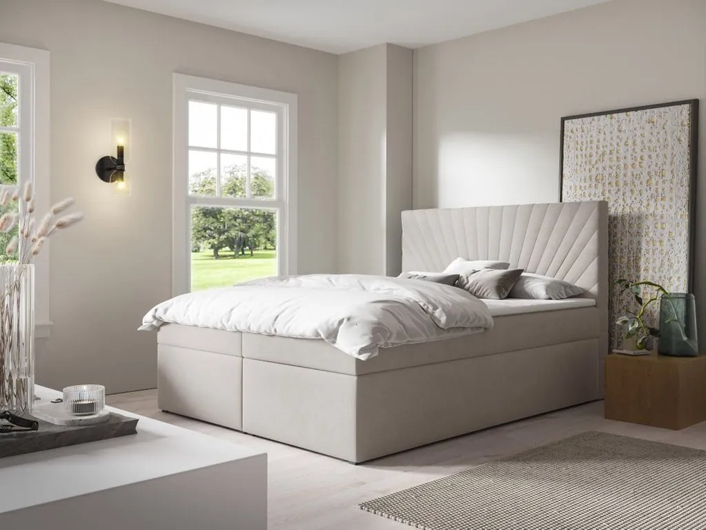 Eka Kontinentální čalouněná postel AFRODITE - Trinity (120x200 cm) Barva látky Trinity: Béžová (Trinity 2304)