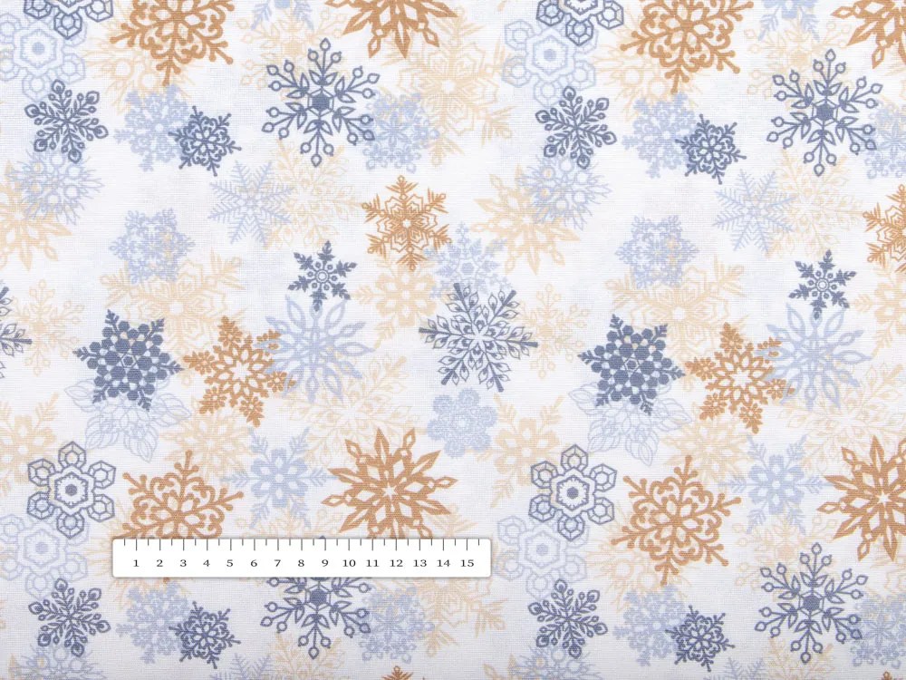 Biante Vánoční dekorační čtvercový ubrus PML-041 Modrošedé a béžové vločky 100x100 cm
