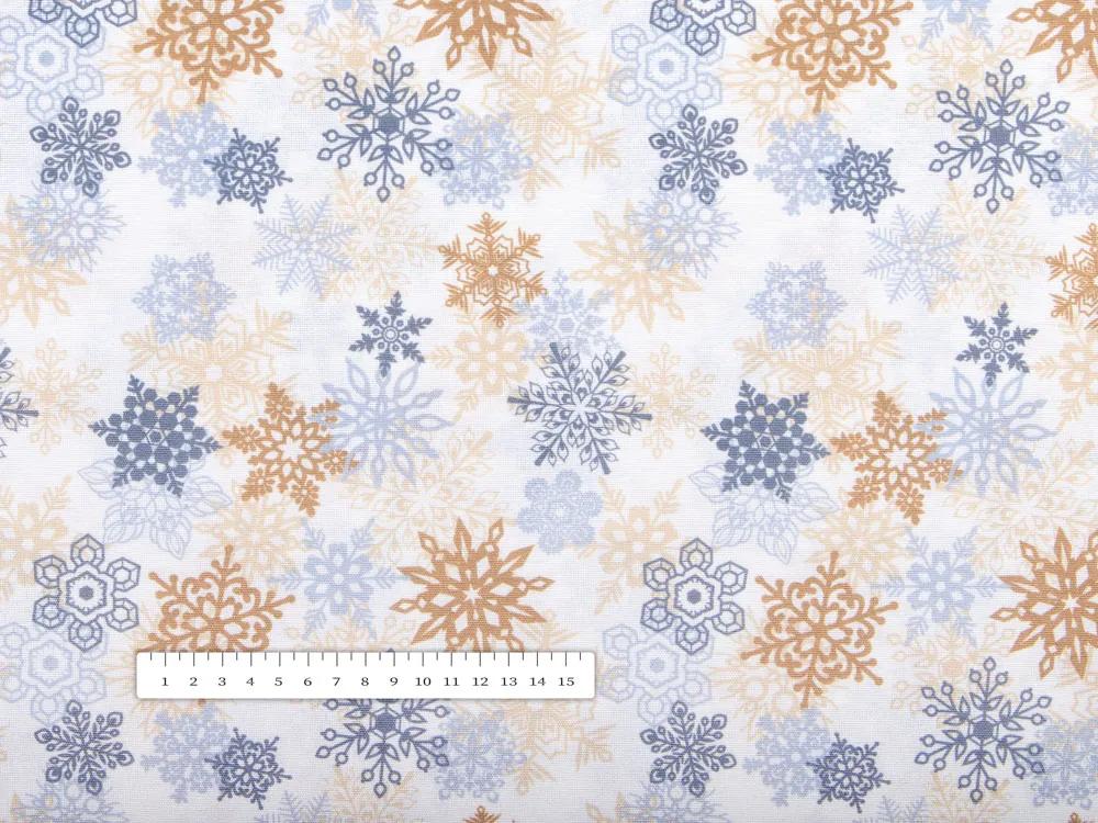 Biante Vánoční dekorační čtvercový ubrus PML-041 Modrošedé a béžové vločky 130x130 cm