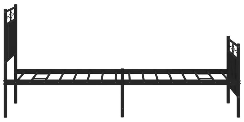 Kovový rám postele s hlavovým a nožním čelem černý 80 x 200 cm - Default Title