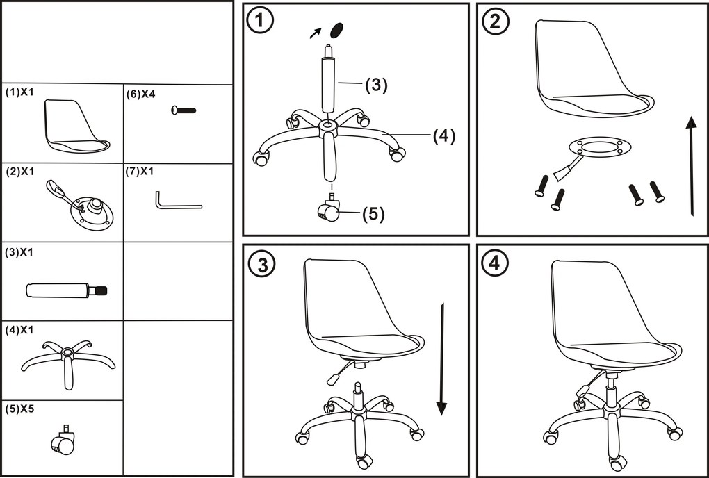 Kancelářská židle ELEN - plast, ekokůže, chrom, černá / šedá