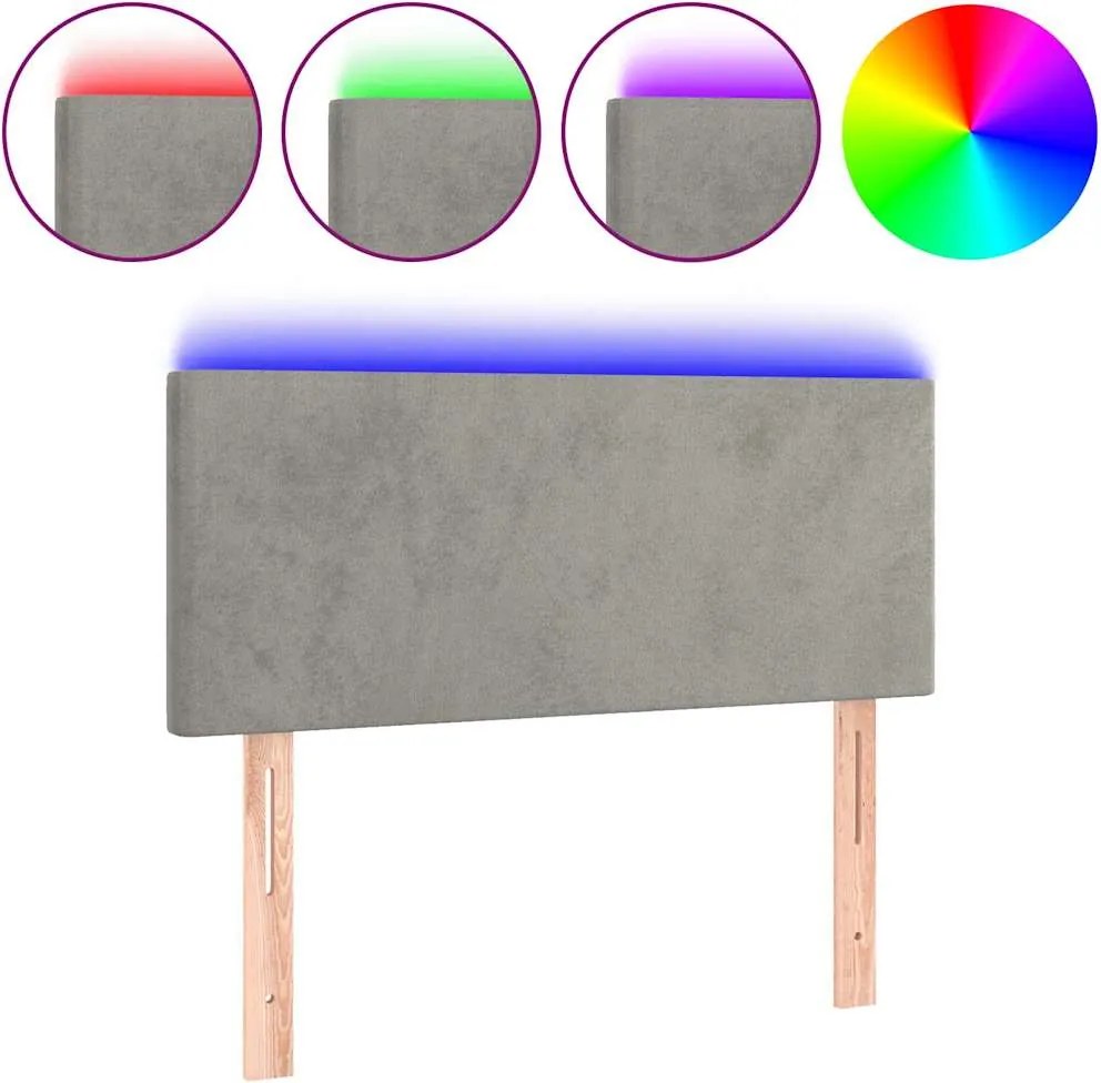 Čelo postele s LED světle šedé 90x5x78/88 cm samet 3121368