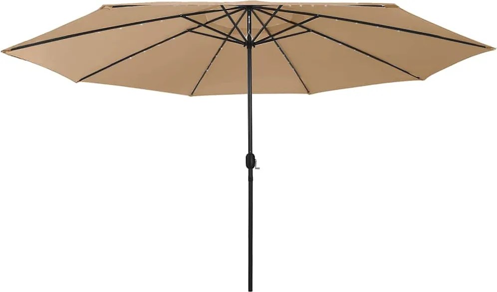 Zahradní slunečník s LED osvětlením 400 cm taupe 312533