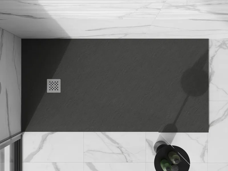 Mexen Stone+, obdélníková vanička z minerálního kompozitu 160 x 90 cm, antracitová, 44719016