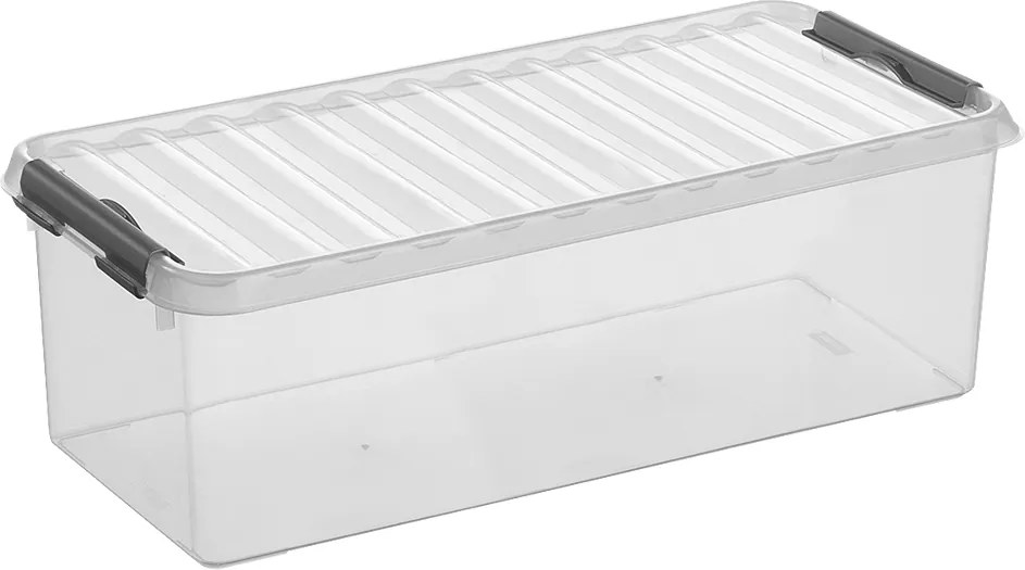 Box s víkem Q-Line, 48,5 × 19 × 14,7 cm, 9,5 l, transparentní