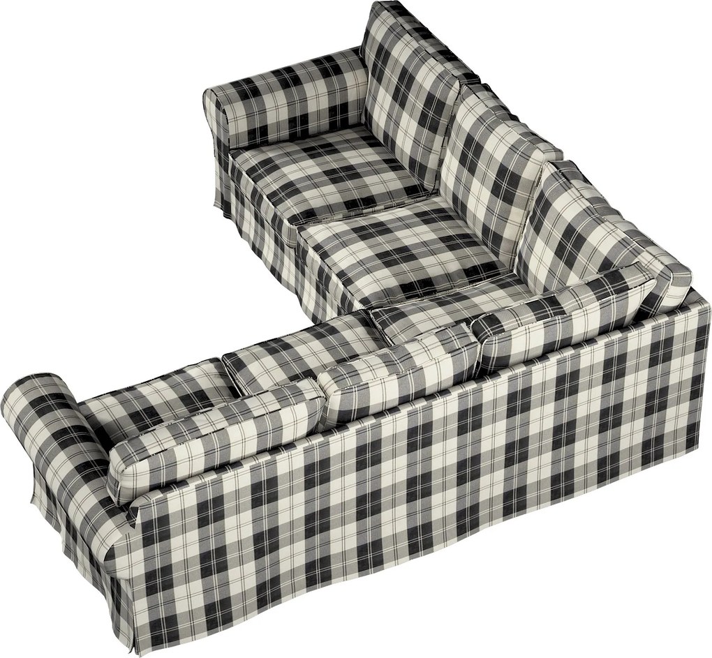 Potah na pohovku IKEA  Ektorp rohová barva černá látka pletený vzor, vzorované