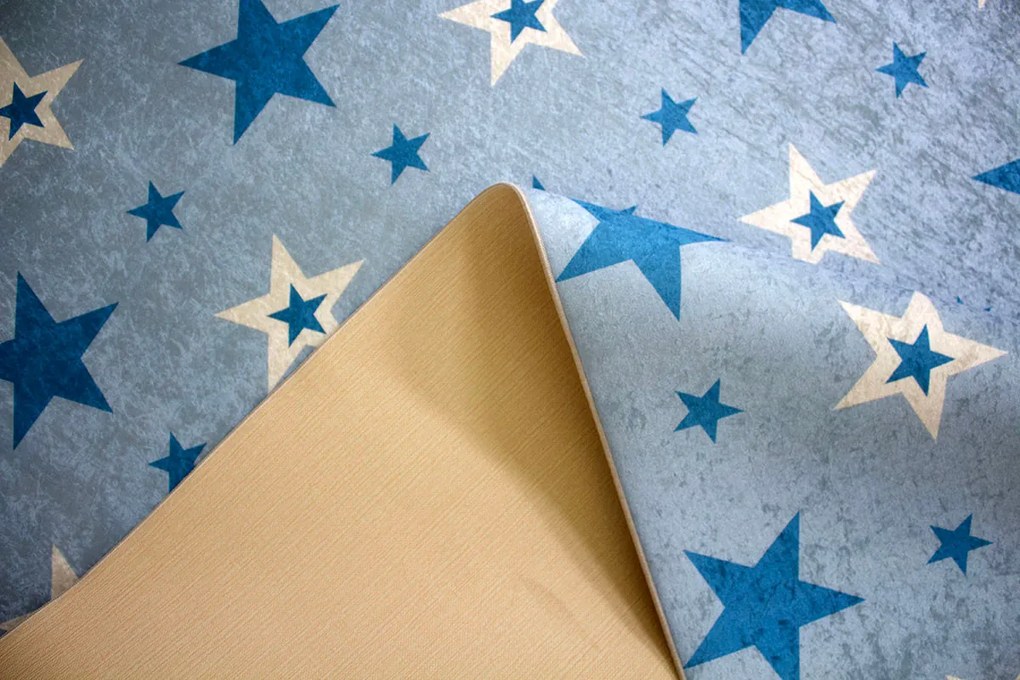 BE Koberec Porte 8461 BLUE - modrý obdélníkový, hvězdy Rozměr: 50x80 cm