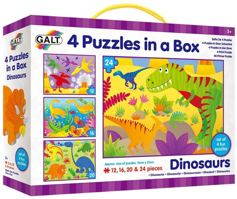 4 puzzle v krabici - dinosauři